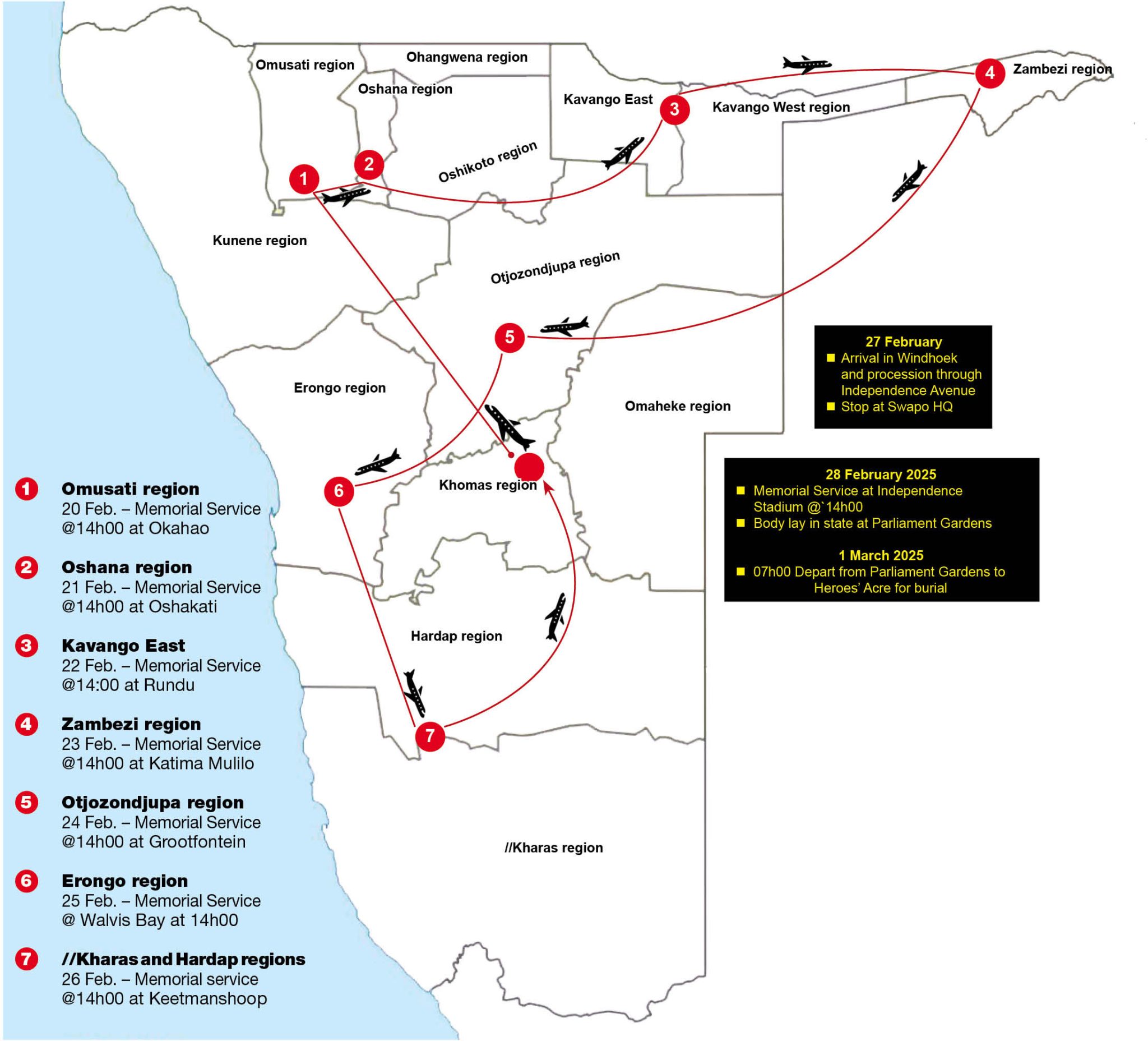 Seven regions to bid Nujoma farewell, Geingob’s family questions why ...